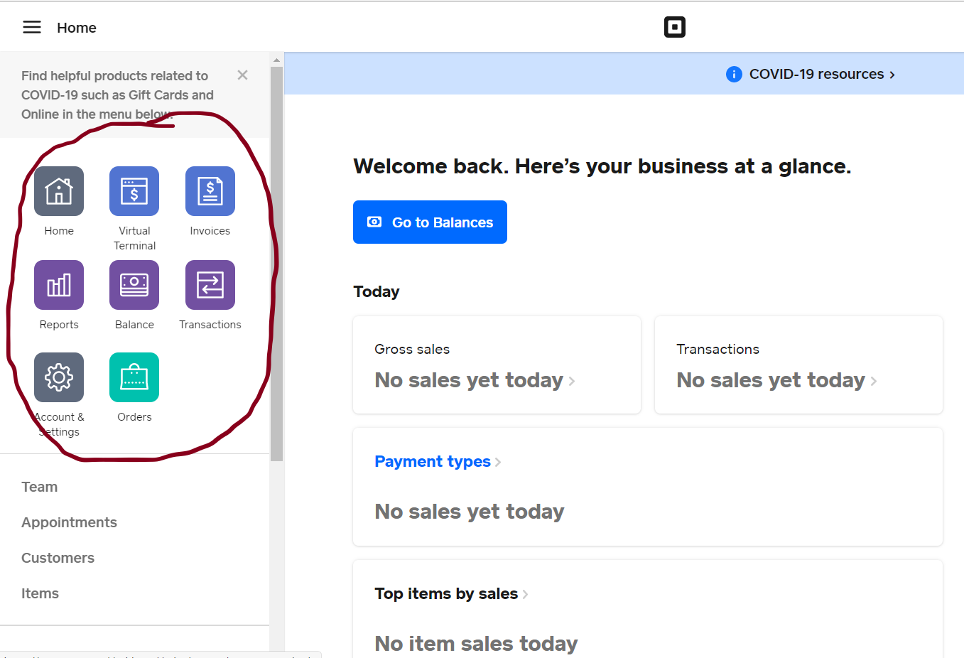 Adding inventory slow and online dashboard button ... - The Square ...