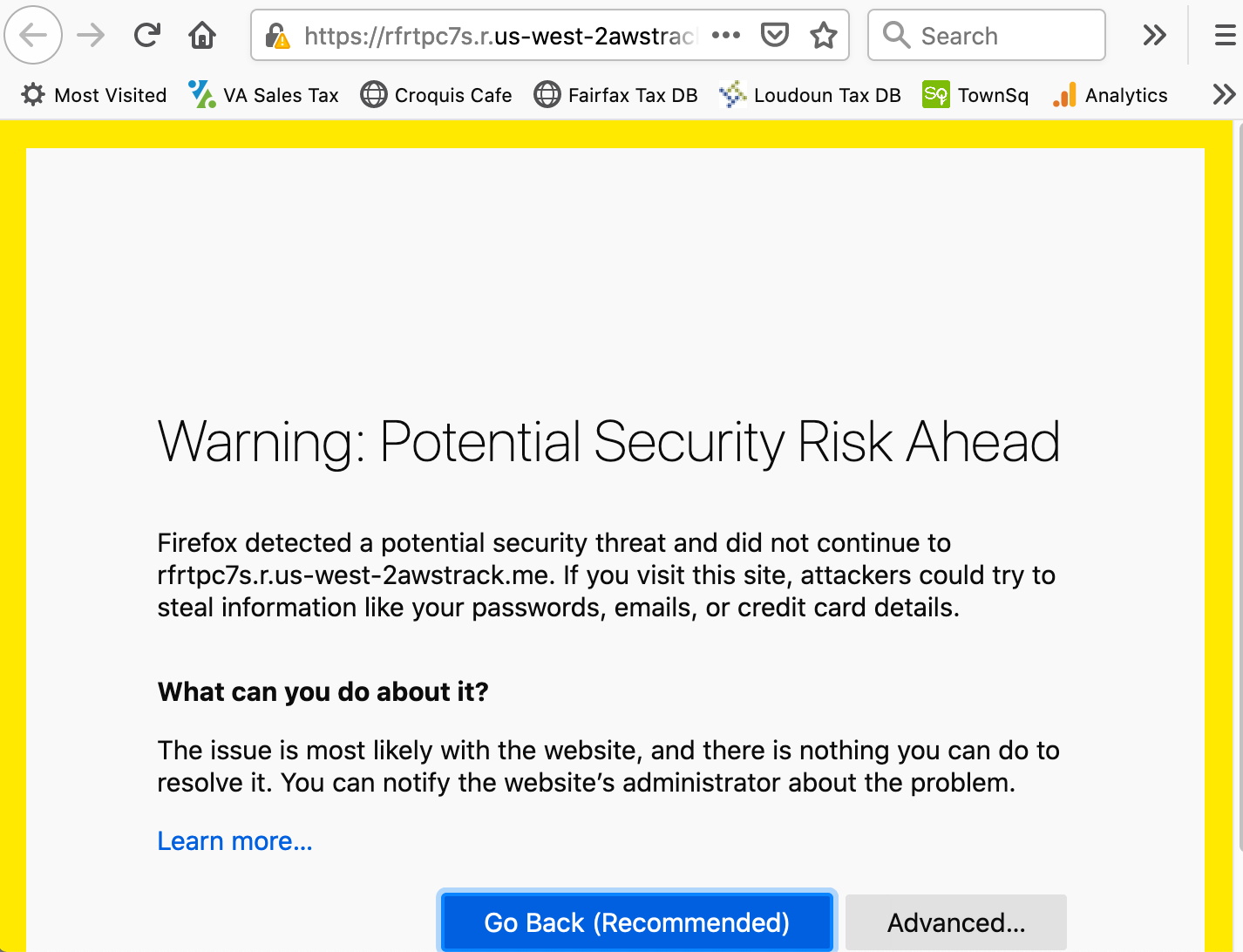 "Warning: Potential Security Risk Ahead" when cust... - The Square ...