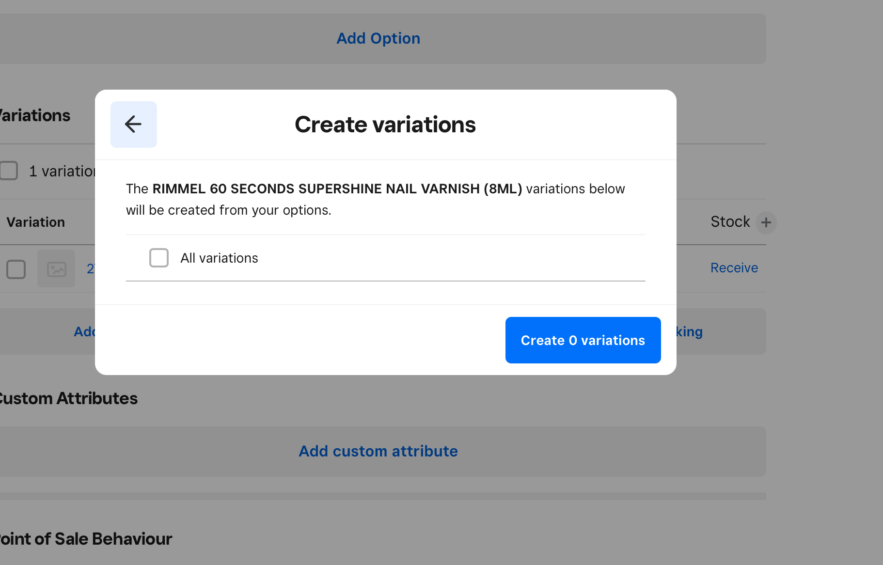 Problems adding options to existing option set - The Square Community