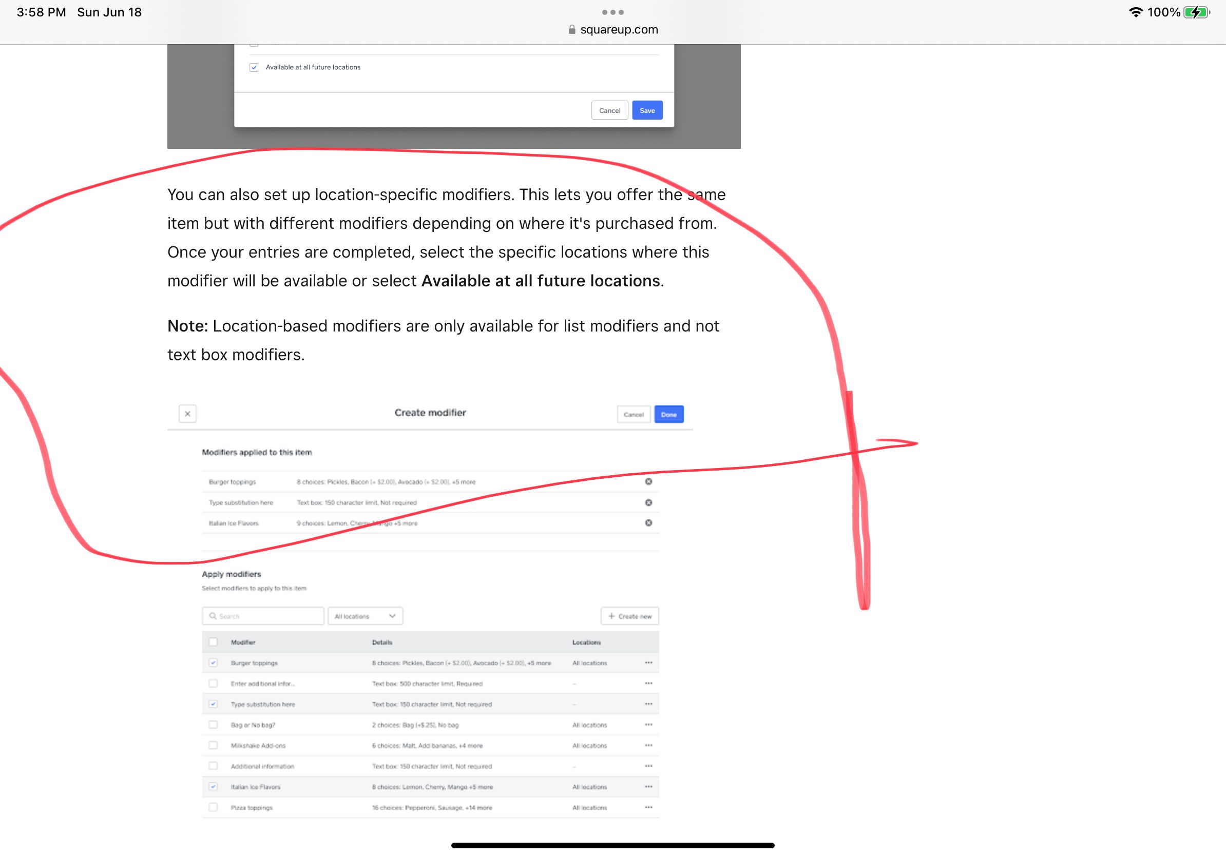 Solved: Can you have different modifiers for same items on... - The ...