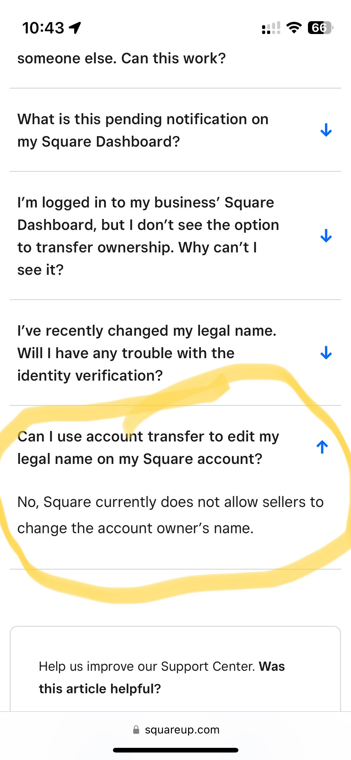 Square not allowing to change name or transfer all... - The Square ...