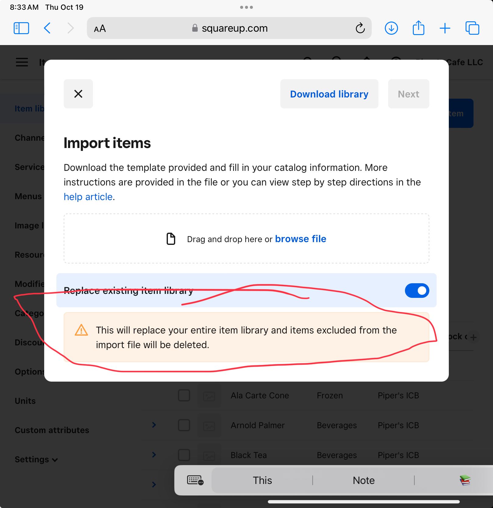 Can't download template for importing to library - The Square Community