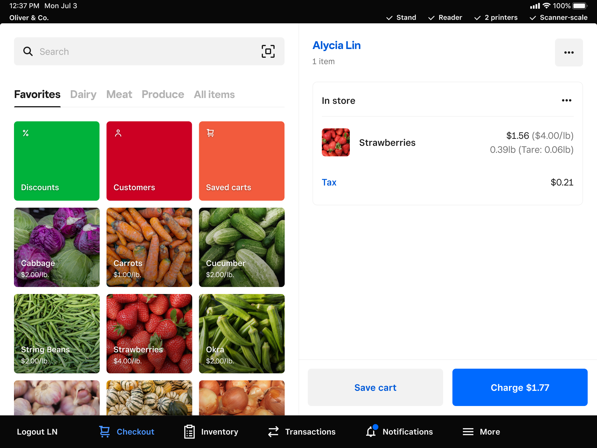 Tare for weighted items on Square for Retail