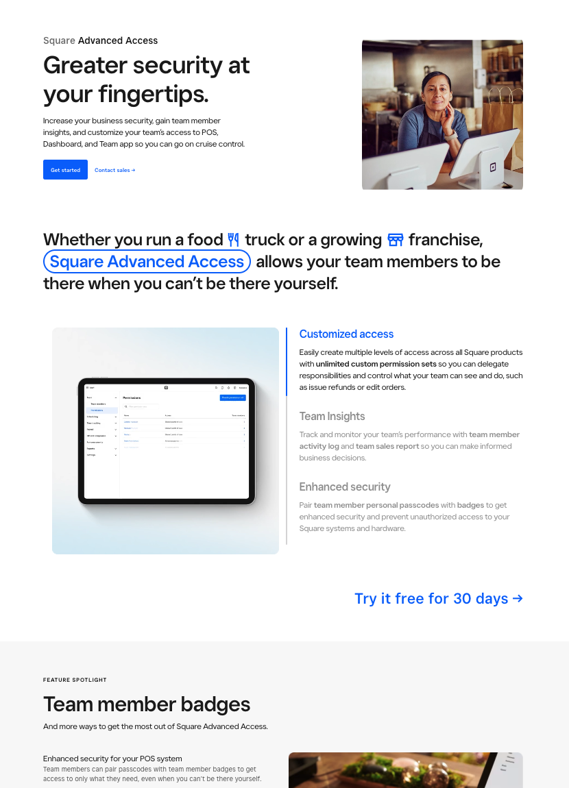 Square Team Plus renamed to Advanced Access