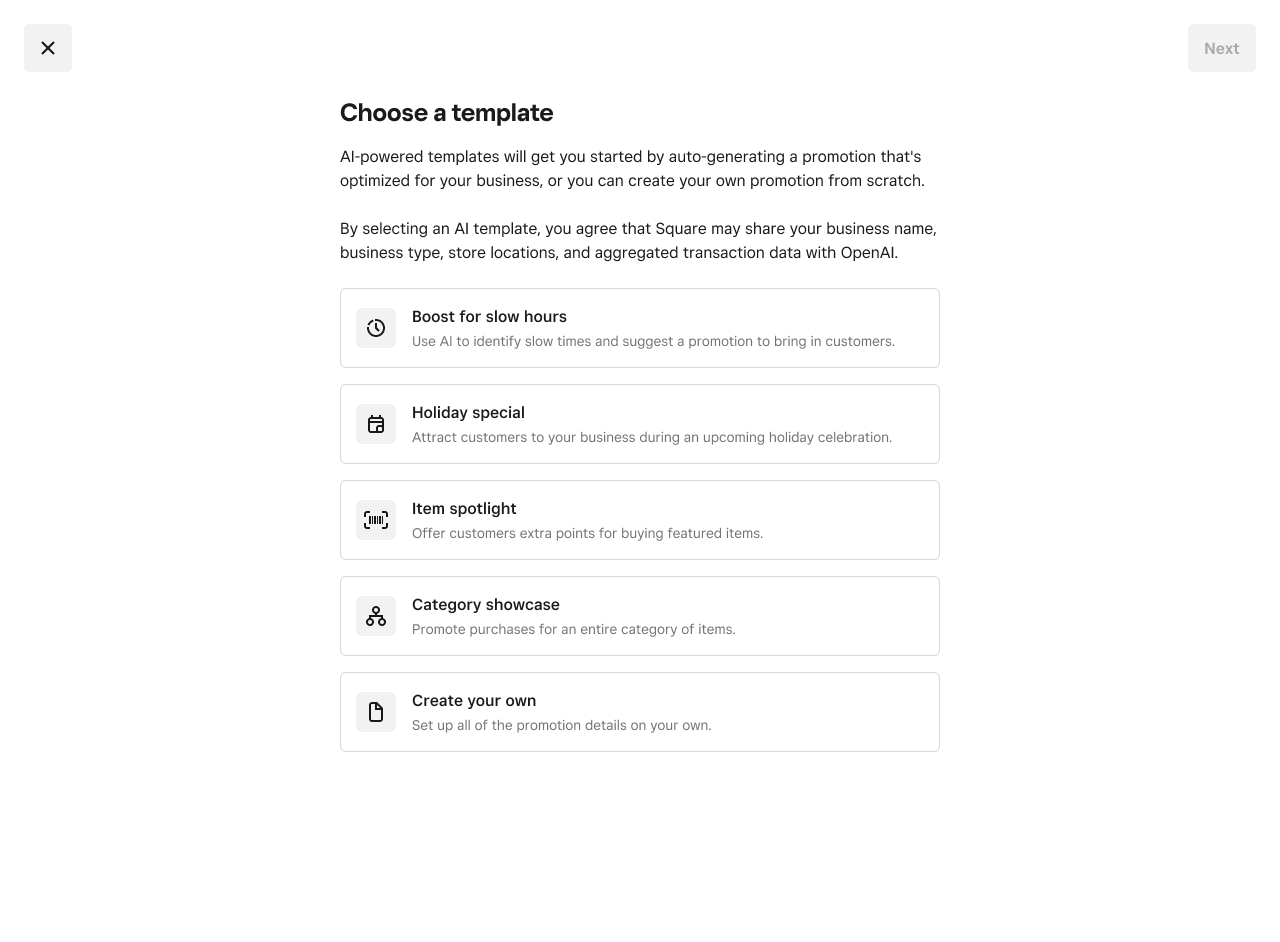 Square Loyalty promotions AI