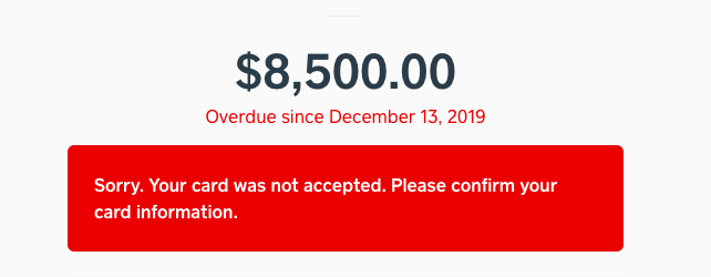 Payment Error: "Sorry. Your card was not accepted.... - The Square ...