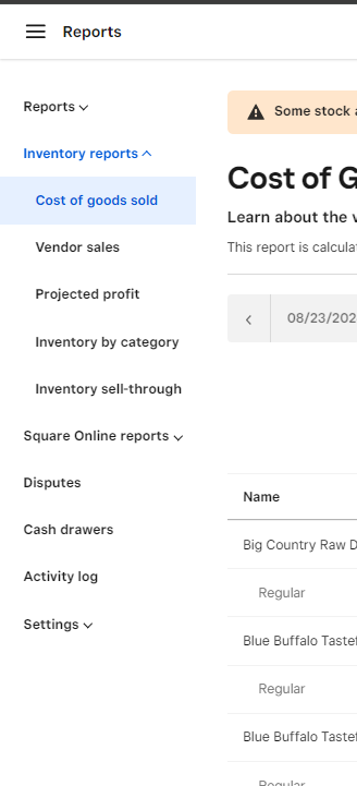 COGS reporting? - The Square Community