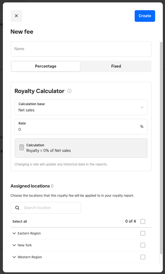 Royalty and Fee calculation and reporting on Square for Franchises
