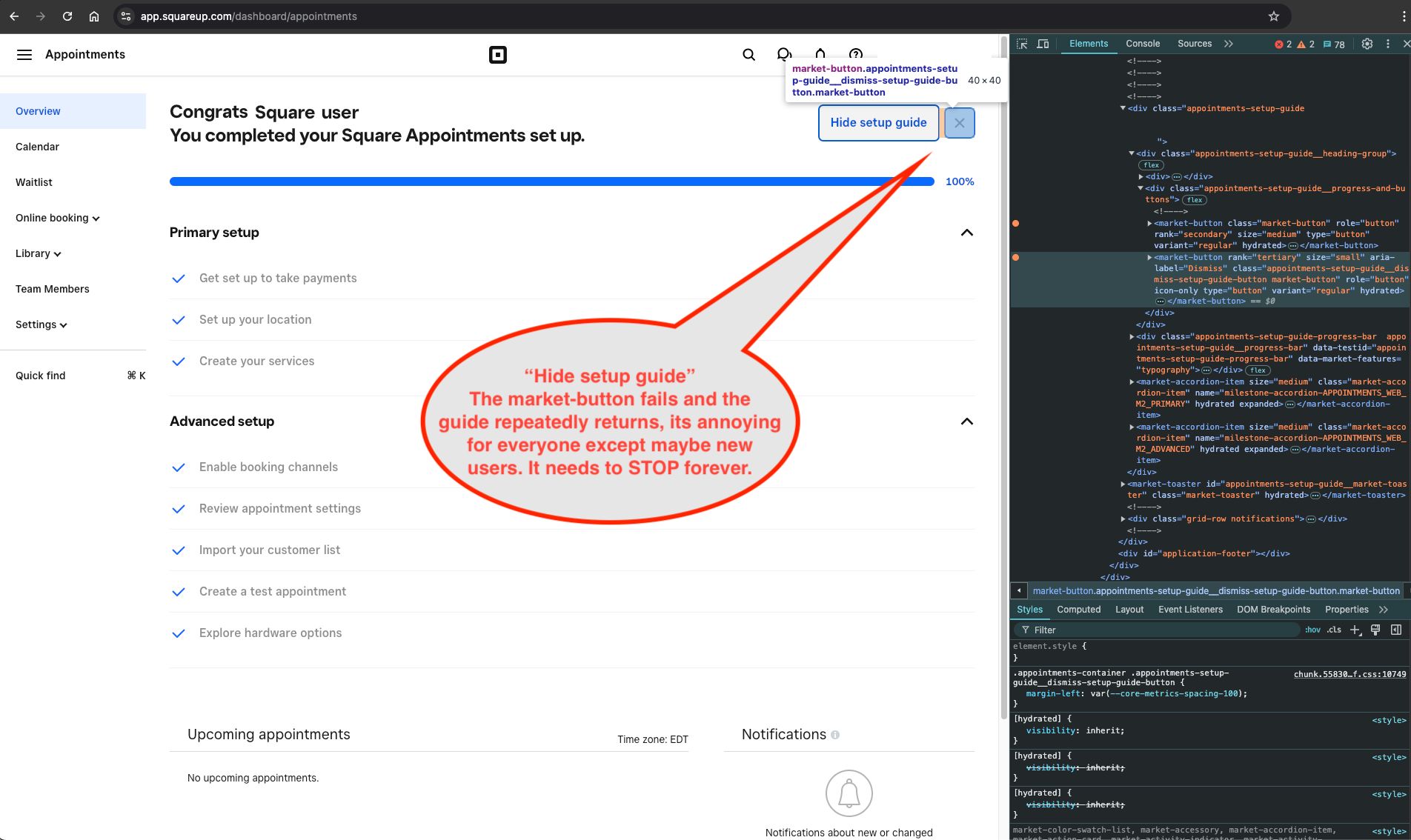 Solved: SquareUp.com > Appointments > Overview @ New User ... - The ...