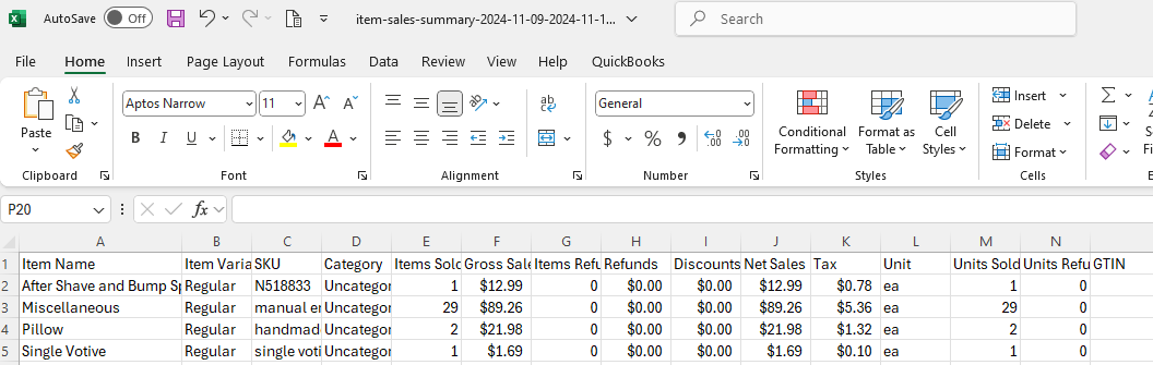 export sales report as a excel or numbers file - The Square Community