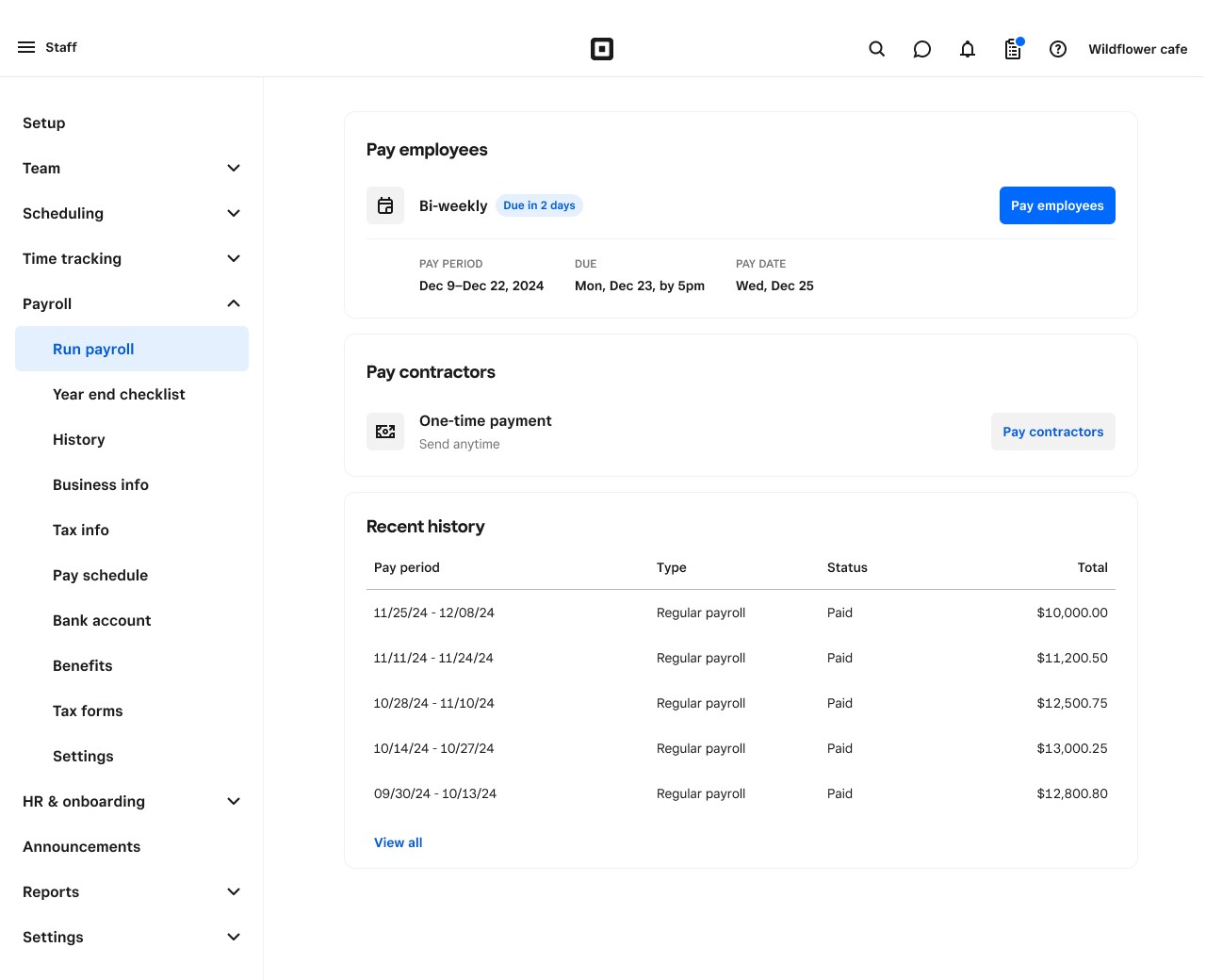 Enhanced Square Payroll experience