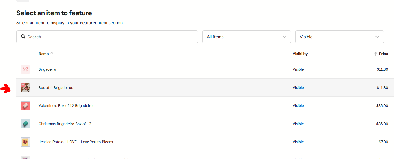 Solved: How can i get "featured item" to connect to my ite... - The ...