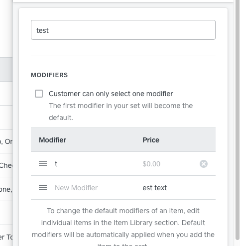 Bugs when editing items or modifiers on through th... - The Square ...