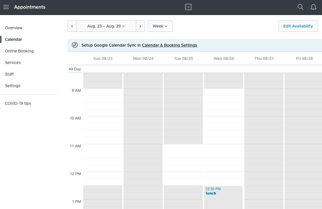 calendar does not save recurring availability; mus... - The Square Community