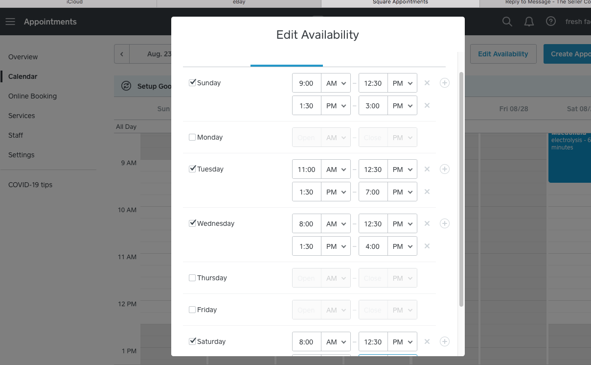 calendar does not save recurring availability; mus... - The Square ...